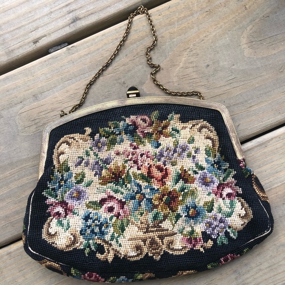 Vintage | Bags | Vintage Petit Point Handbag W Chain | Poshmark
